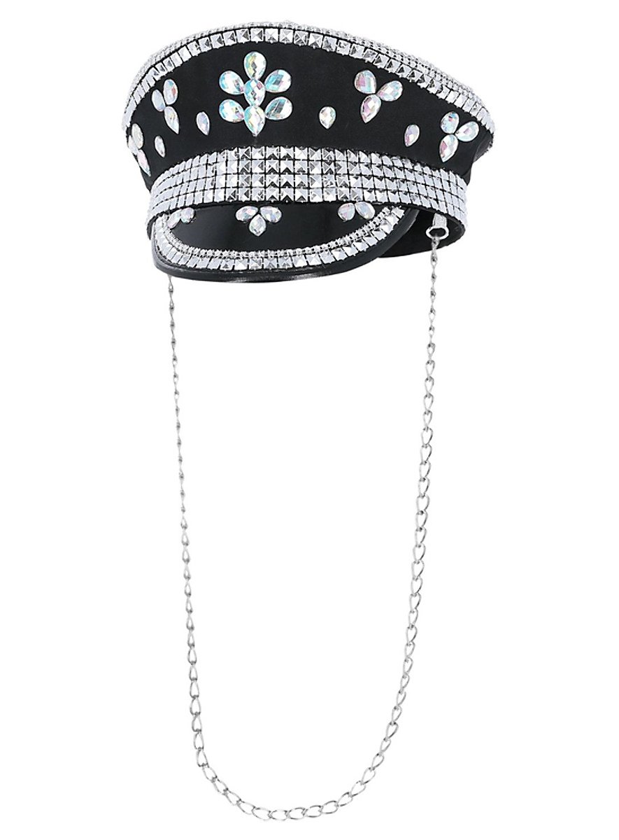 Cappello con visiera argentata e scintillante - maskworld.com