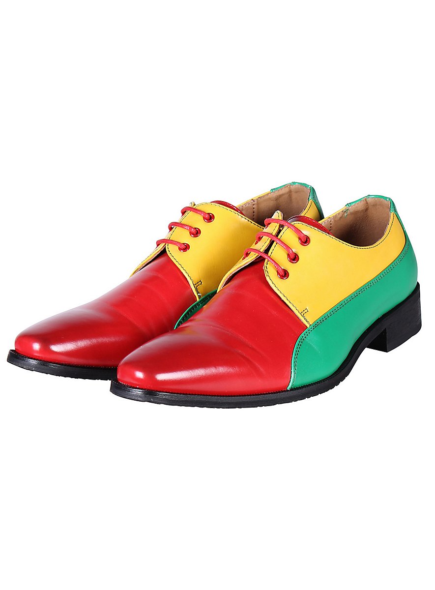 Chaussures de clown rouges, jaunes et vertes - maskworld.com