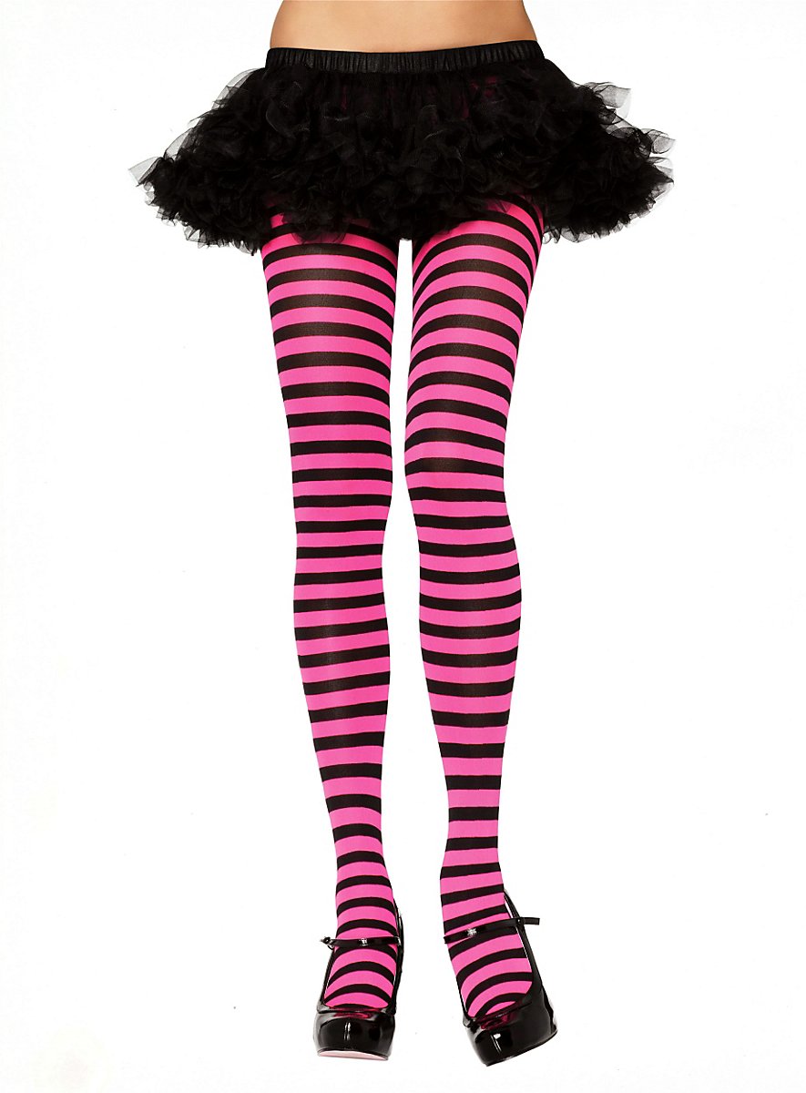 Collant a righe nero-rosa - maskworld.com