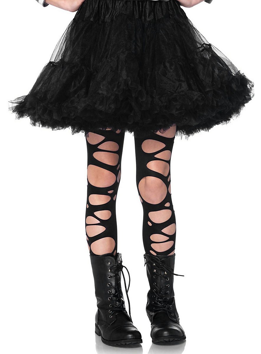 Collants résille déchirés pour enfants noir - maskworld.com