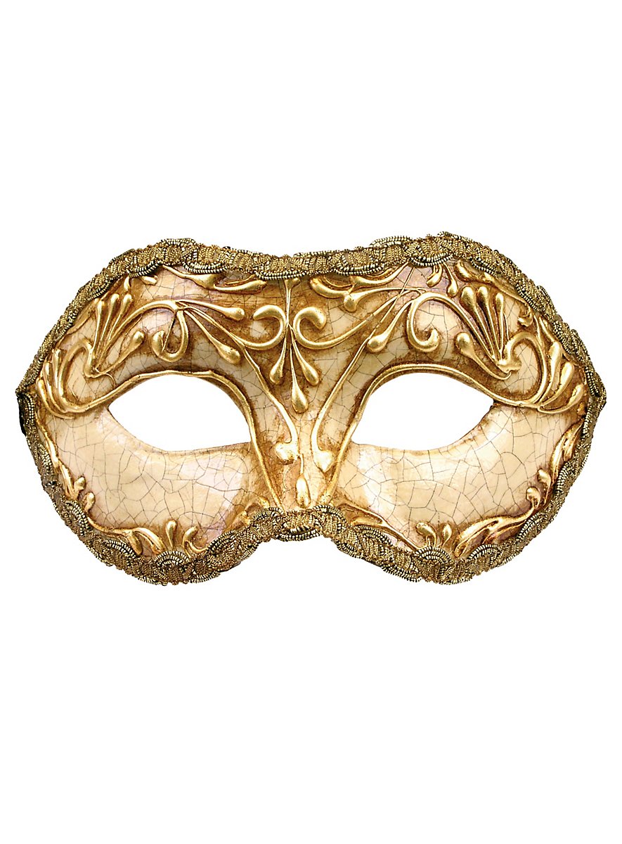 Colombina Stucco Craquele Goud - Venetiaans Masker - maskworld.com