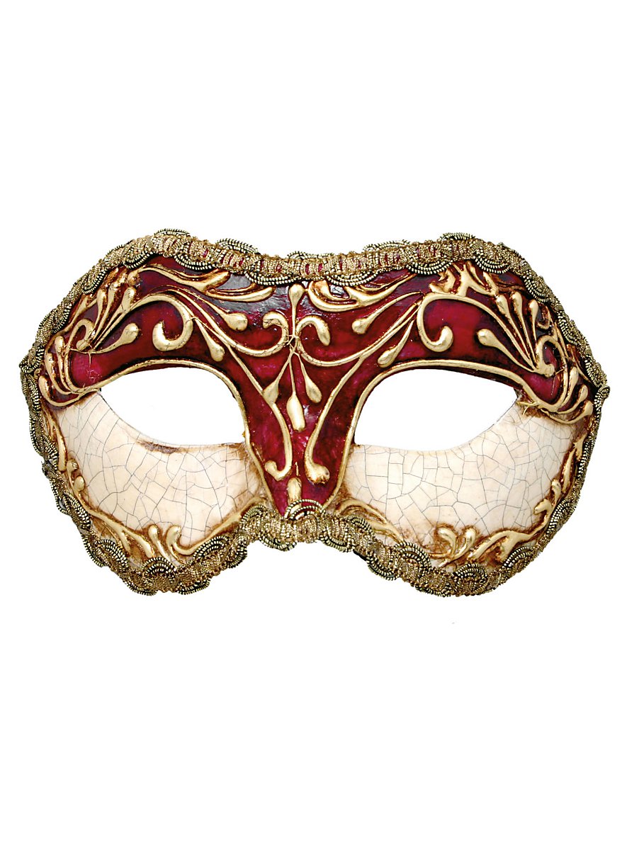 Colombina Stucco Craquele Rood - Venetiaans Masker - maskworld.com