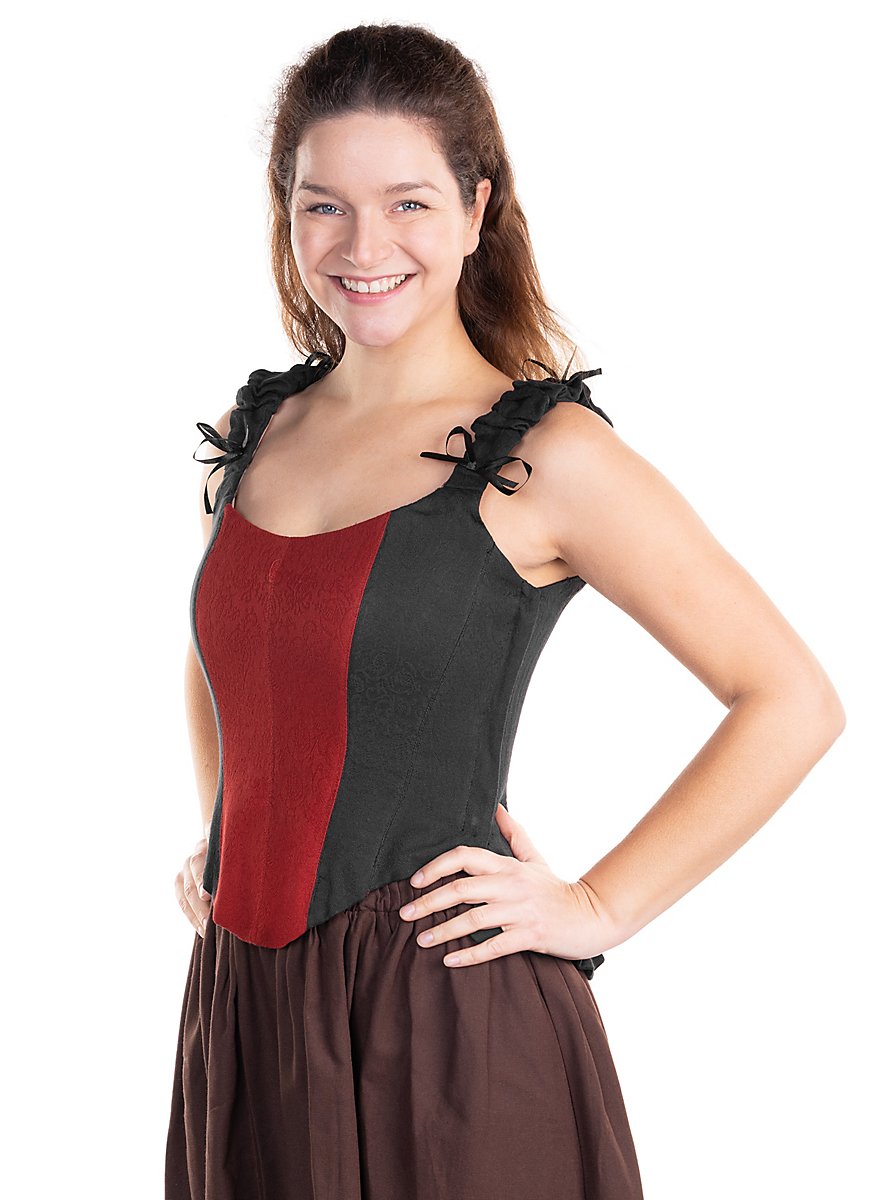 Corset simple avec baleines, noir et rouge - maskworld.com