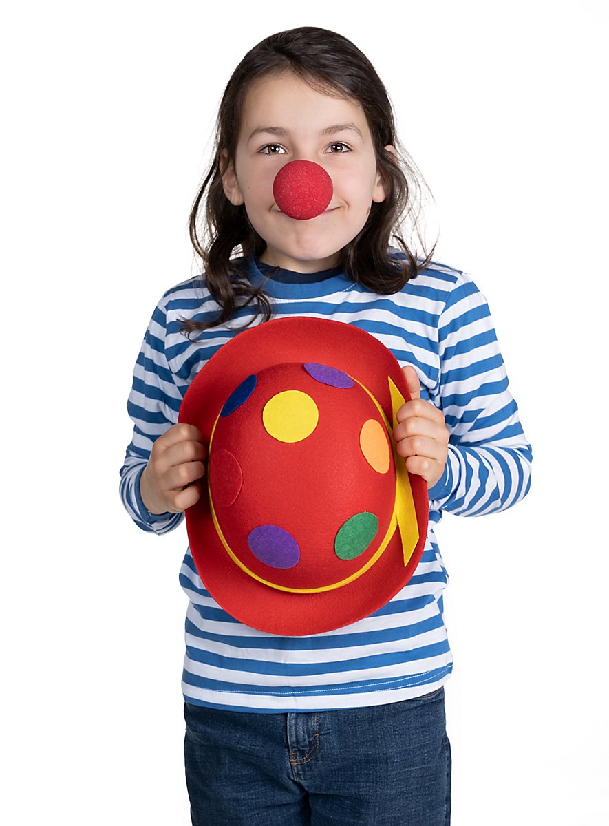 Costume de clown pour enfants avec chemise bleue à anneaux, nez de ...