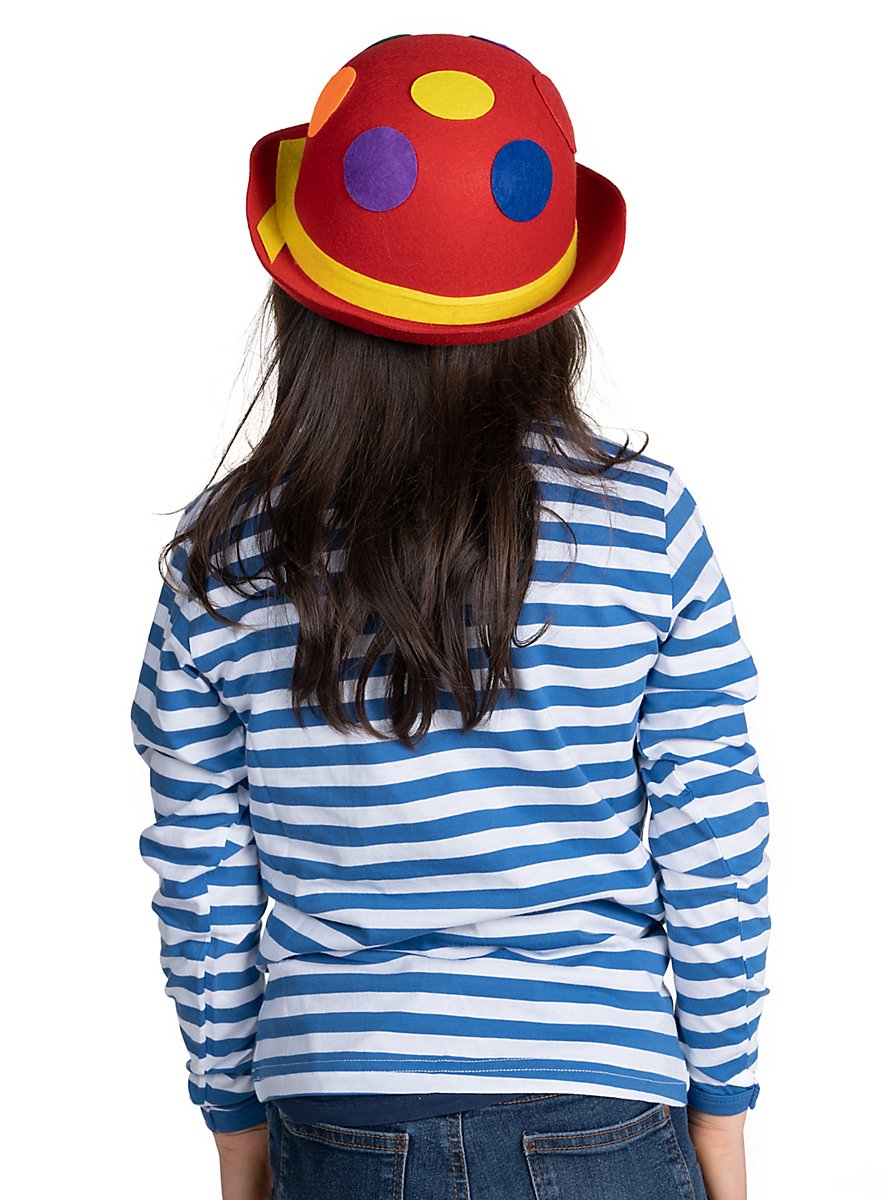 Costume de clown pour enfants avec chemise bleue à anneaux, nez de ...
