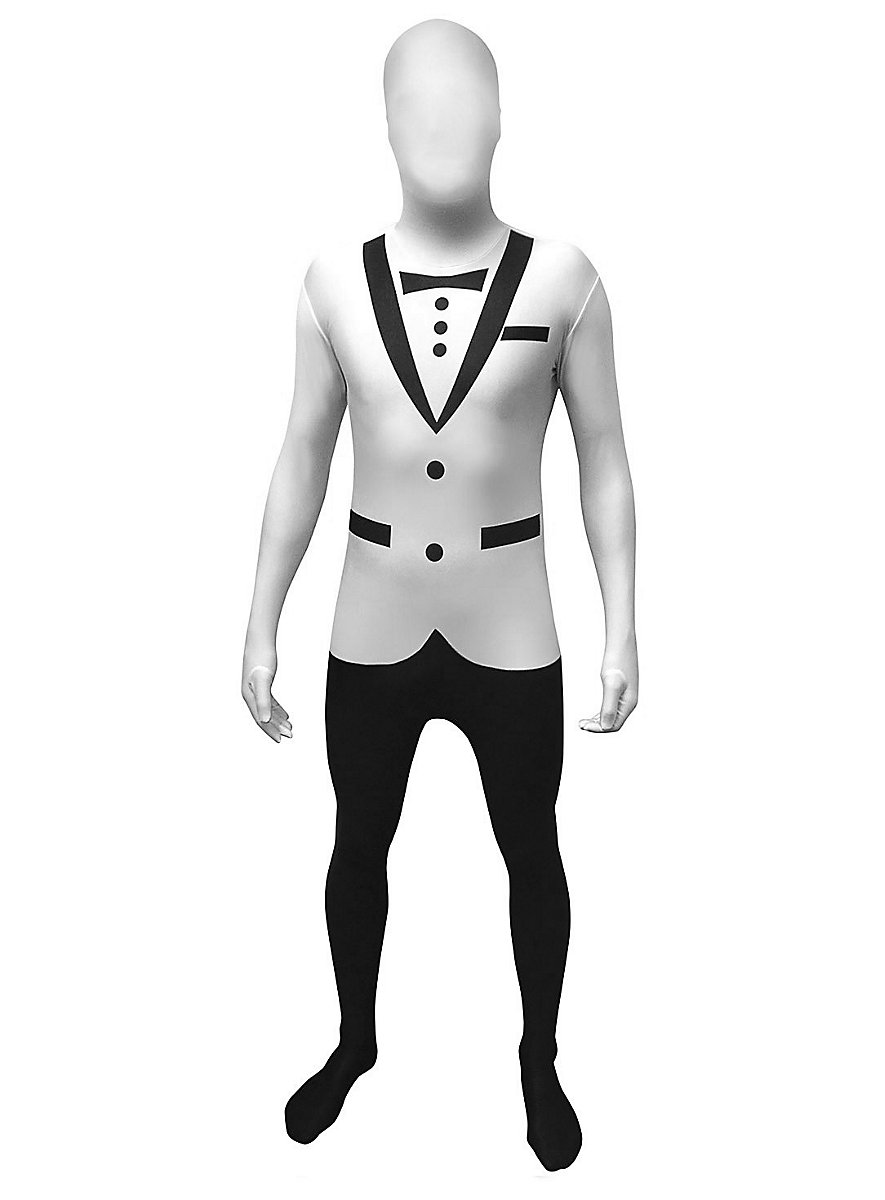Costume integrale Morphsuit Tuxedo bianco - maskworld.com