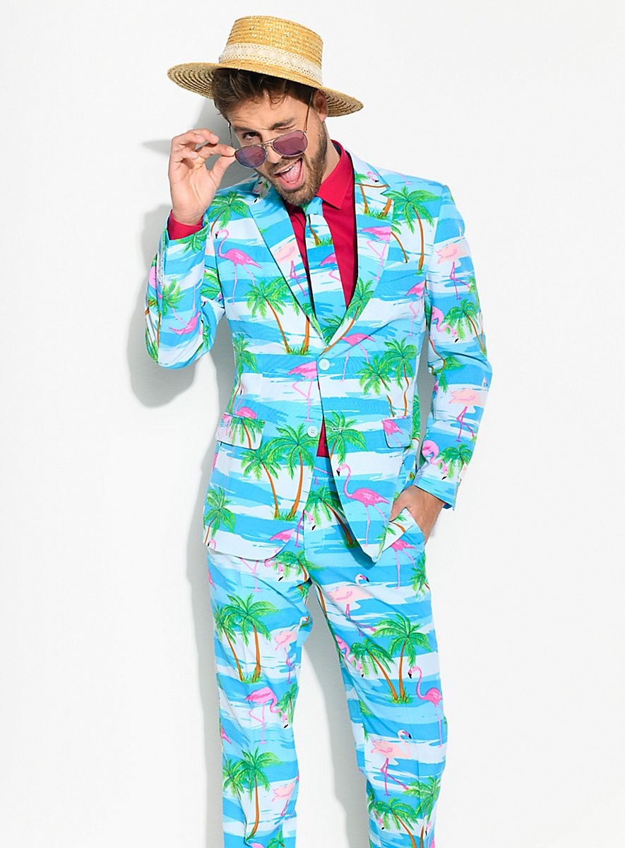 Tuta OppoSuit Flaminguy con fenicotteri e palme - maskworld.com