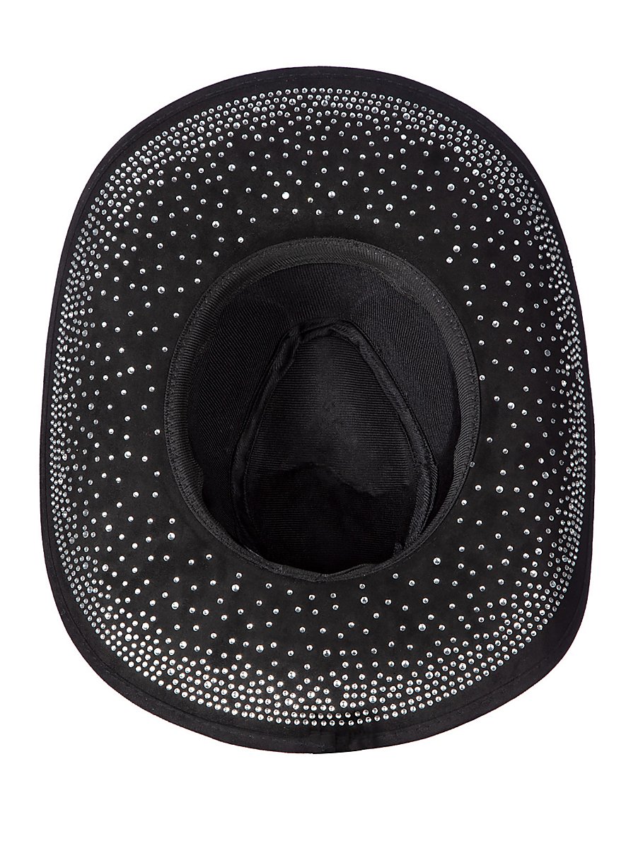 Cowboy Hat With Rhinestones Black - maskworld.com