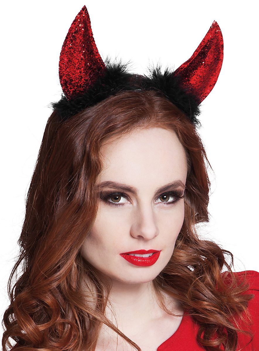 Devil’s horns hair band glitter - maskworld.com