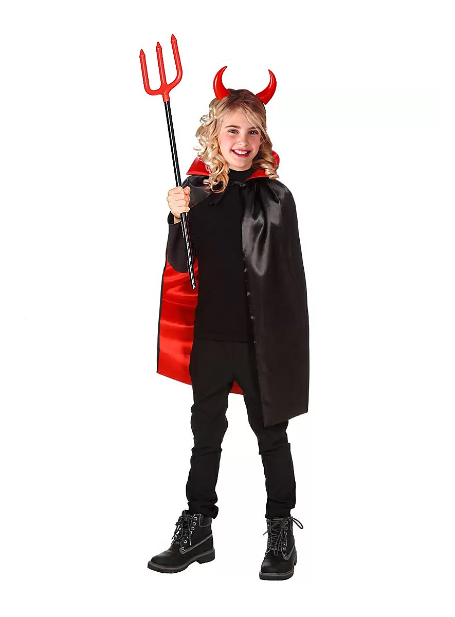 Devil costume for children 4-piece with cape, devil horns, trident and ...