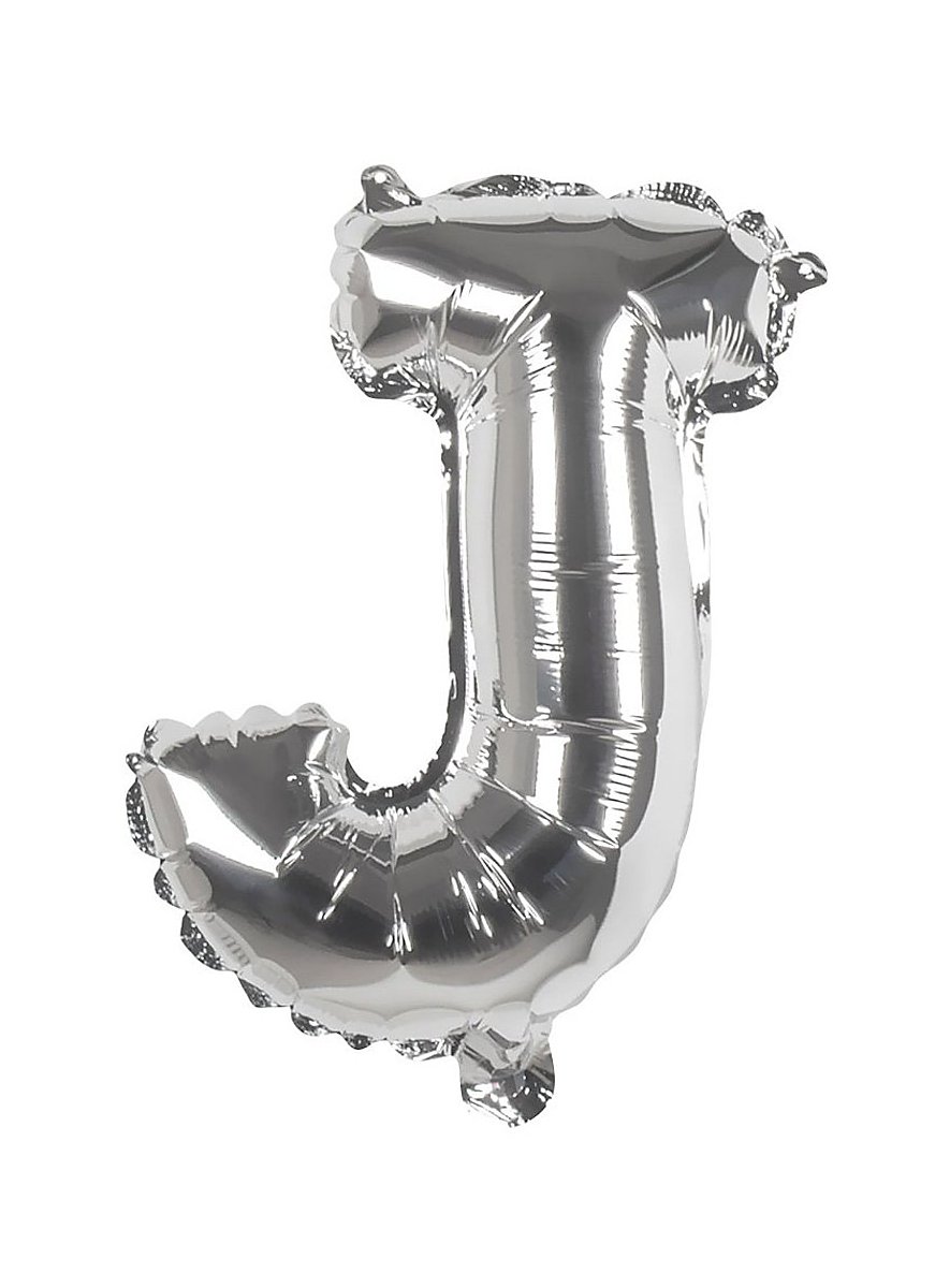 Foil balloon letter J silver 36 cm - maskworld.com