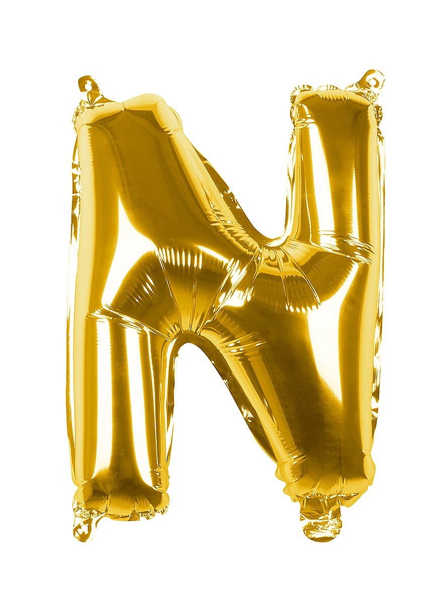 Foil balloon letter N gold 36 cm - maskworld.com