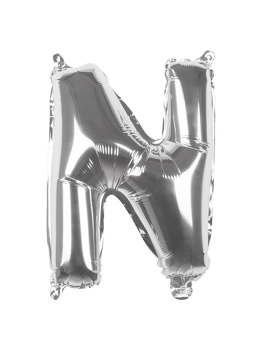 Foil balloon letter N silver 36 cm - maskworld.com