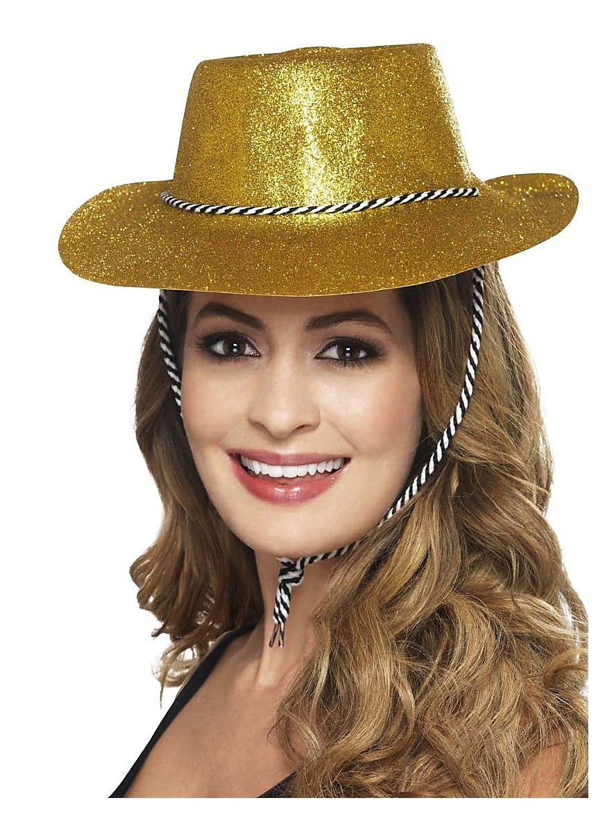 Glitter cowboy hat gold - maskworld.com