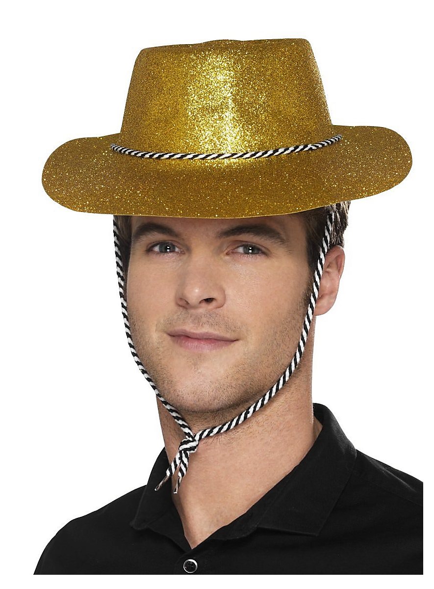Glitter cowboy hat gold - maskworld.com