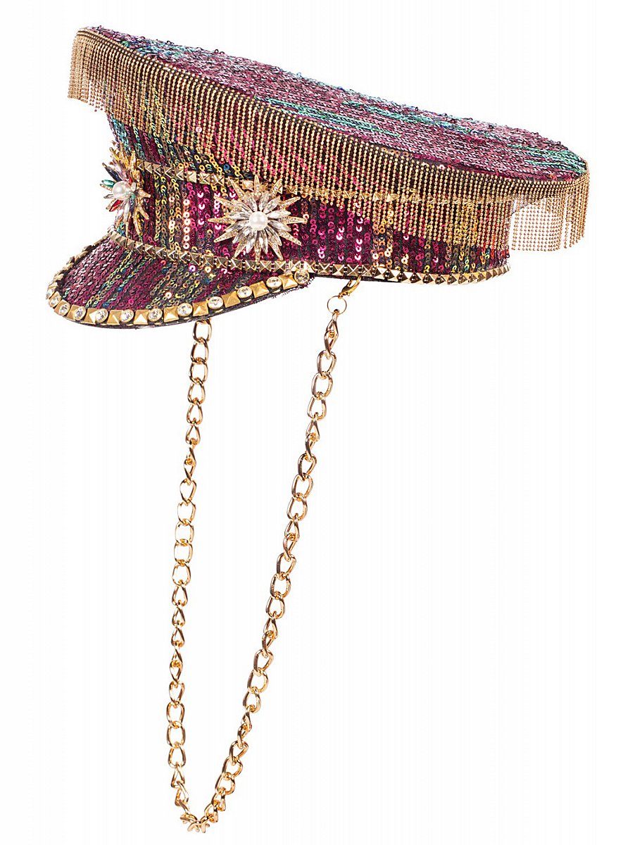 Glitter general military cap with rhinestones - maskworld.com