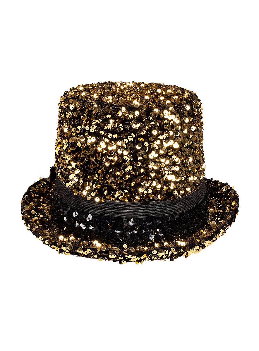 Glitter gold steampunk top hat - maskworld.com