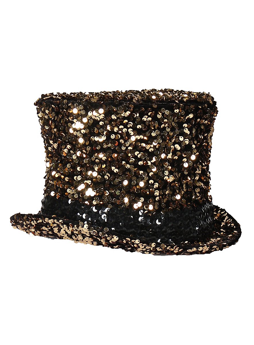 Gold Sequined Top Hat - maskworld.com