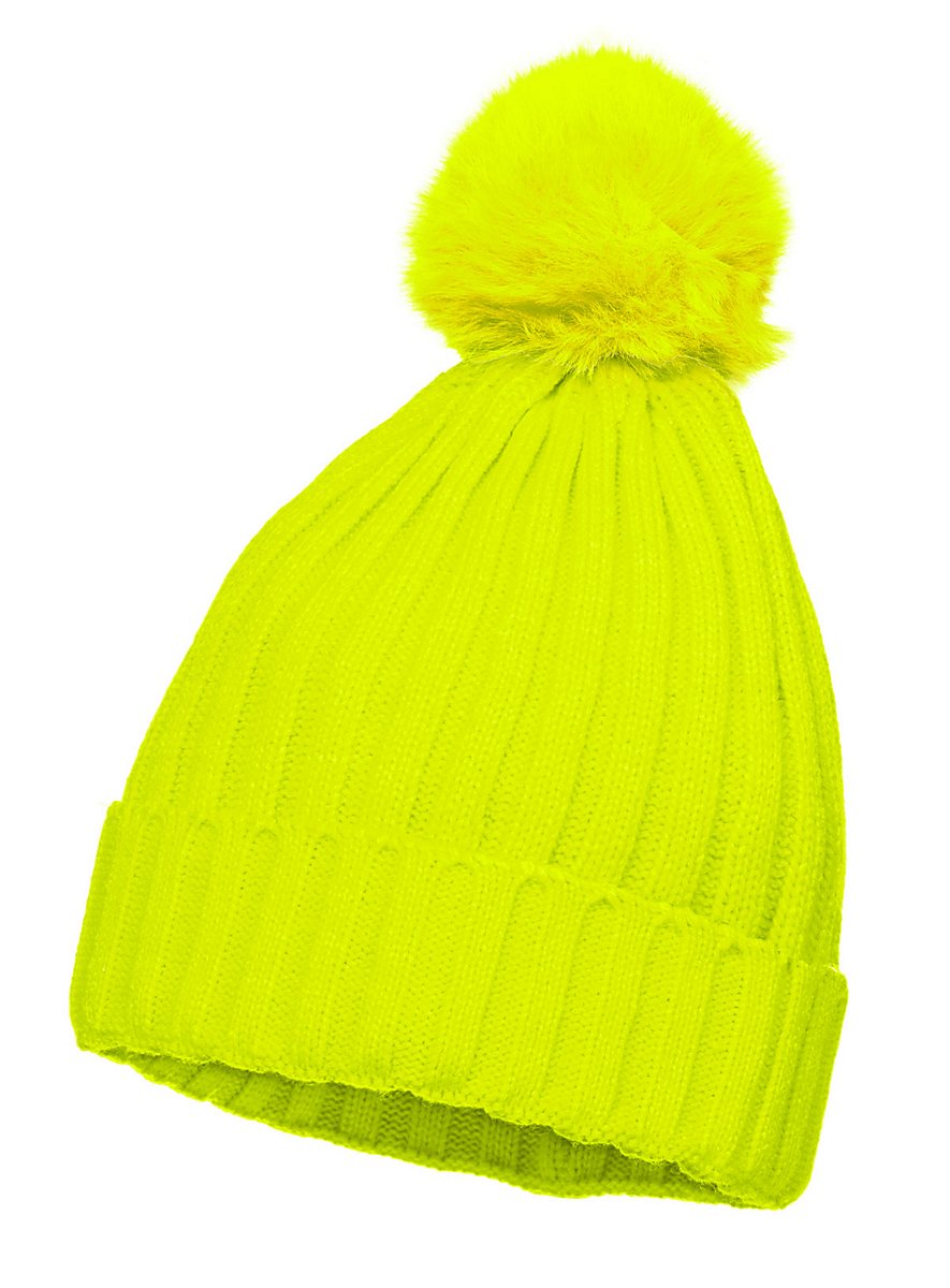 Gorro Con Pompón Amarillo Neón - maskworld.com
