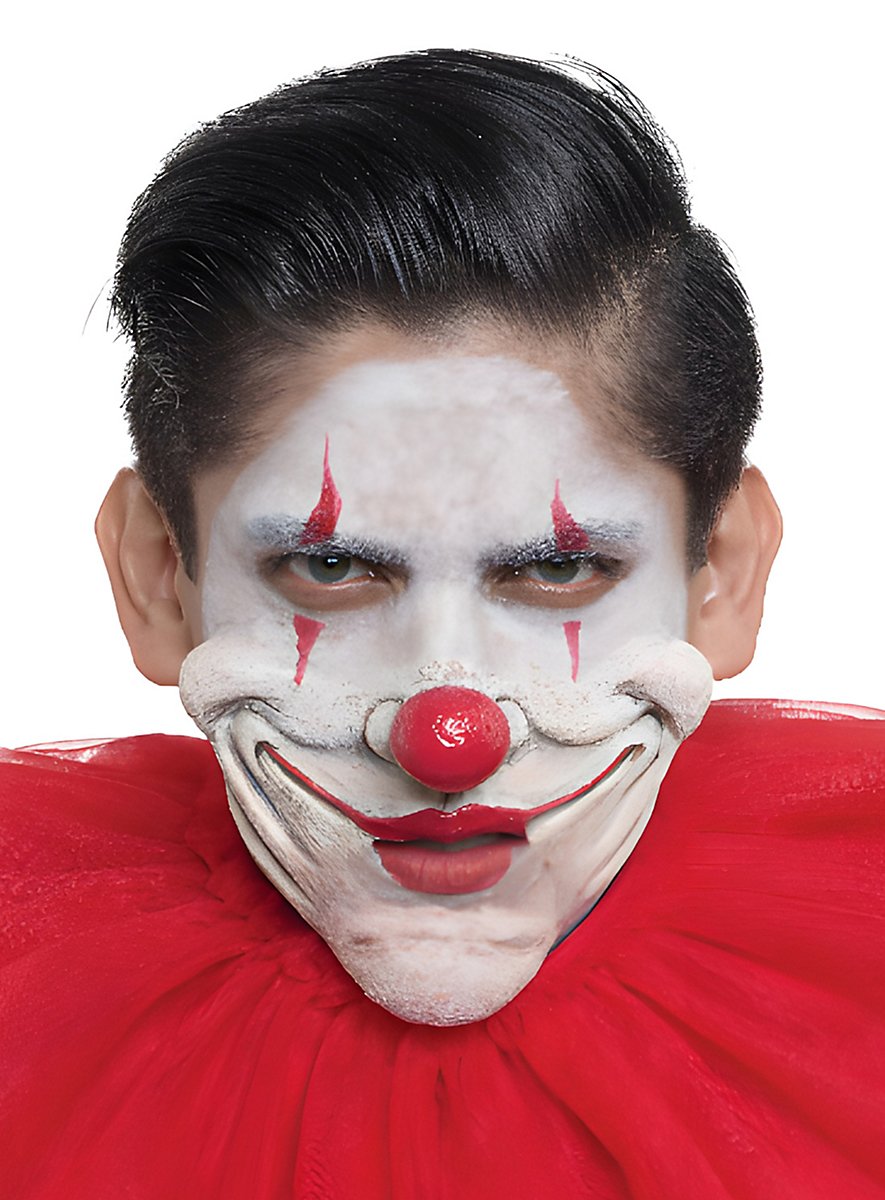 Grijnende clown halfmasker om op te plakken - maskworld.com