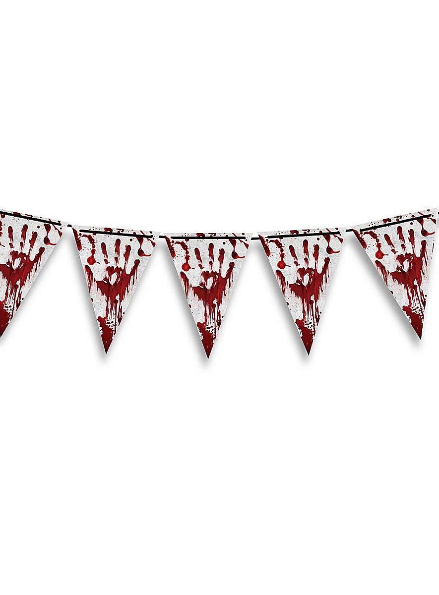 Guirnalda De Banderines Mano Sangrienta, 3 Metros - maskworld.com