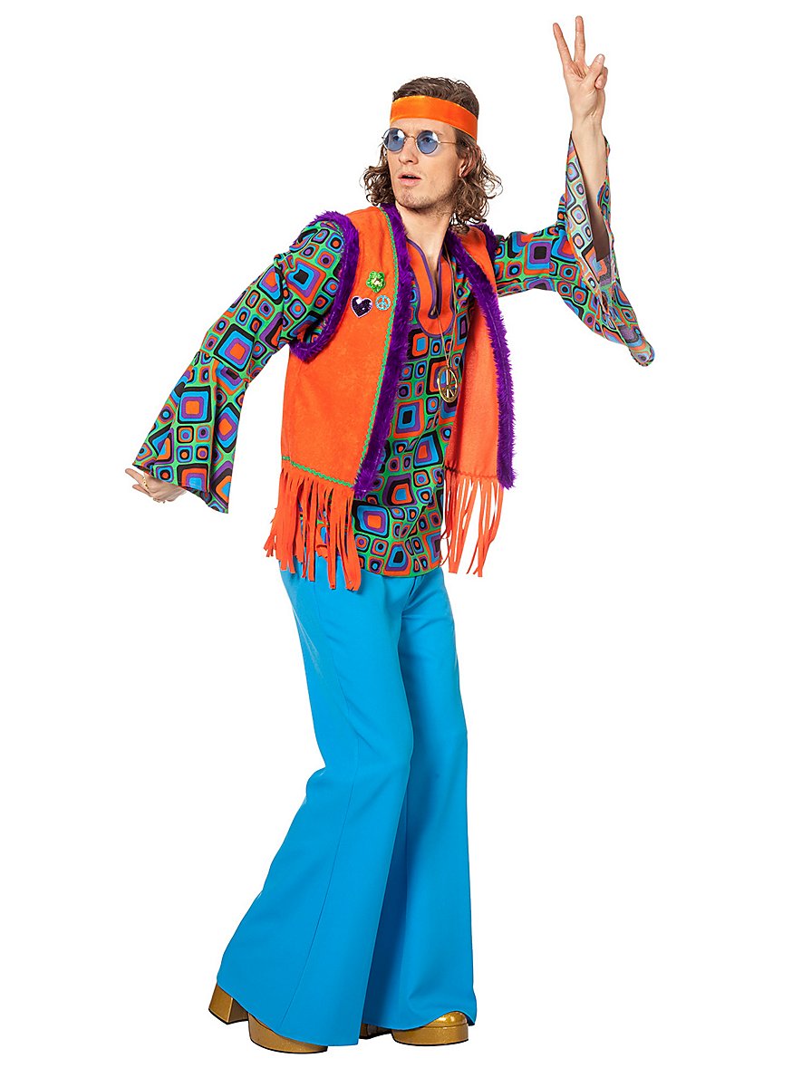 Hippie shirt with orange vest - maskworld.com