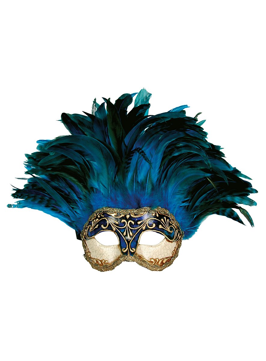 Incas Colombina Stucco Craquele Blauw - Venetiaans Masker - maskworld.com