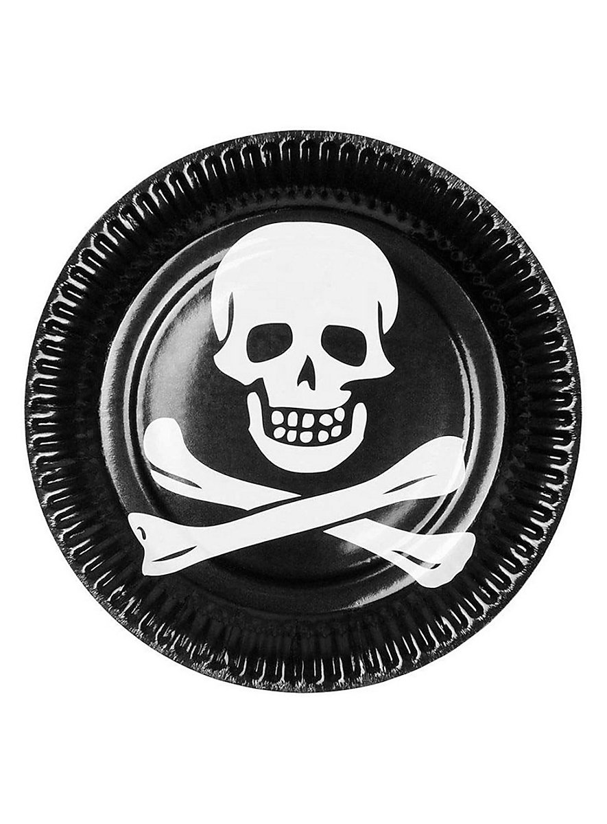Jolly Roger pirate paper plates 12 pieces - maskworld.com
