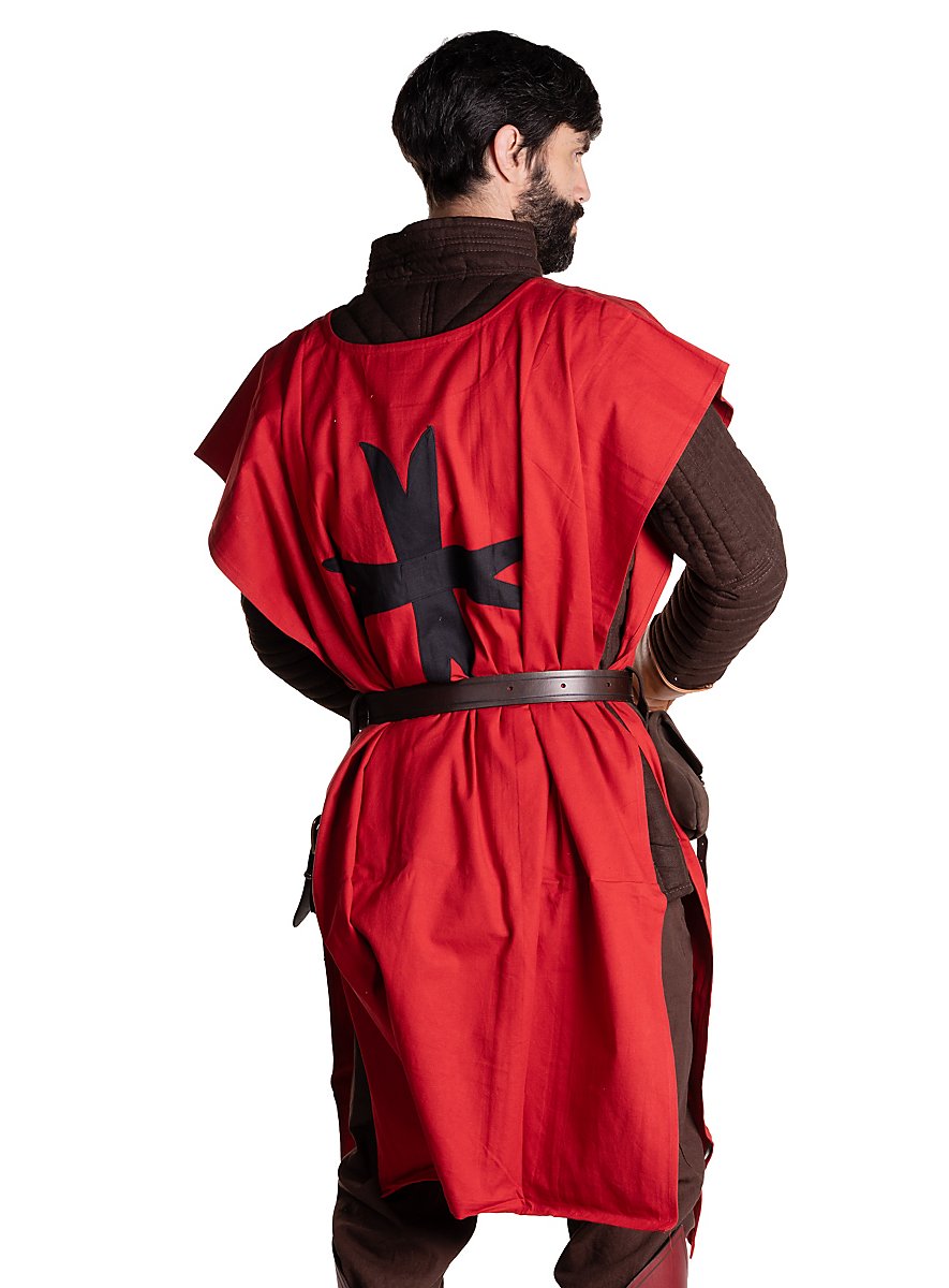 Kreuzritter Wappenrock rot-schwarz - maskworld.com