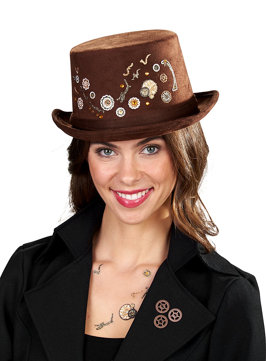 Ladies' top hat with cogwheel decoration - maskworld.com