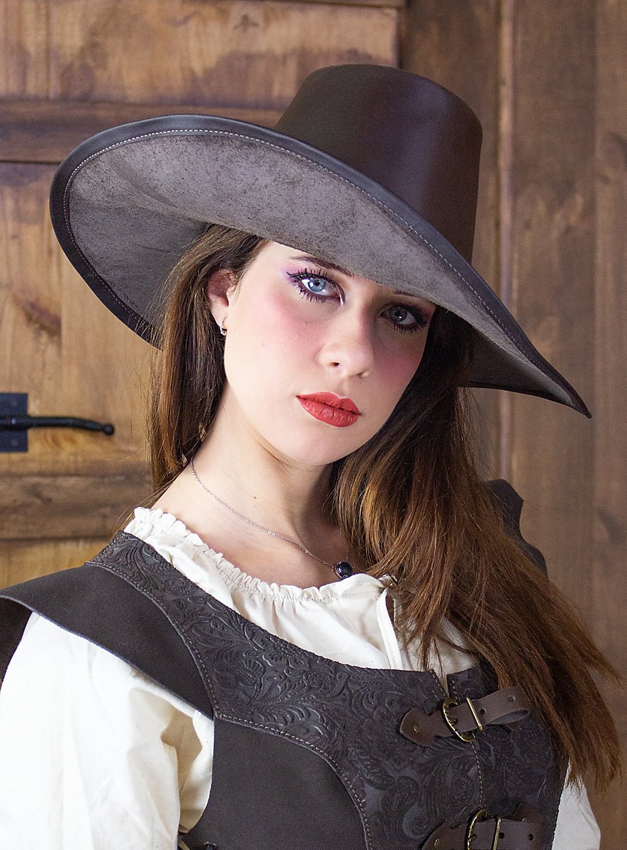 Leather musketeer's hat - Delacroix - maskworld.com
