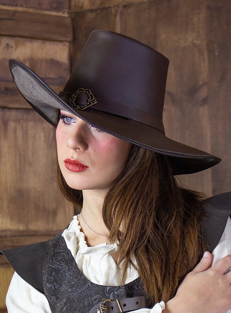 Leather musketeer's hat - Delacroix - maskworld.com