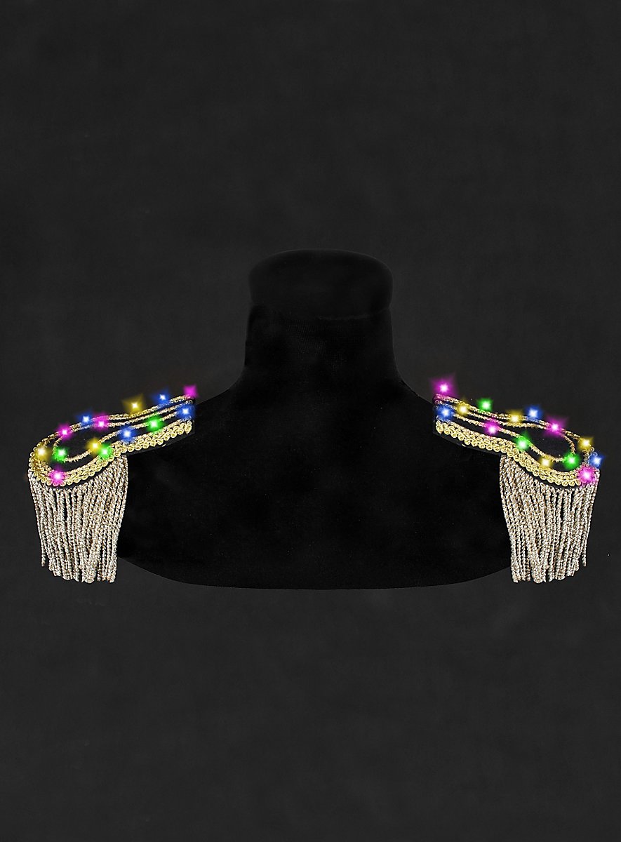 Gyldne LED Epauletter Med Farverige Lysdioder maskworld.com - maskworld.com