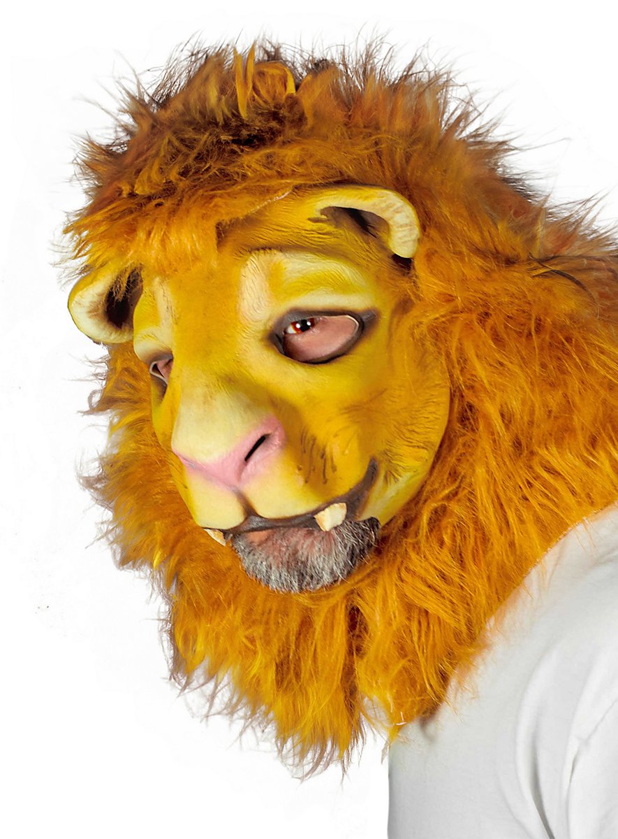 Lion amical masque sans menton en latex - maskworld.com