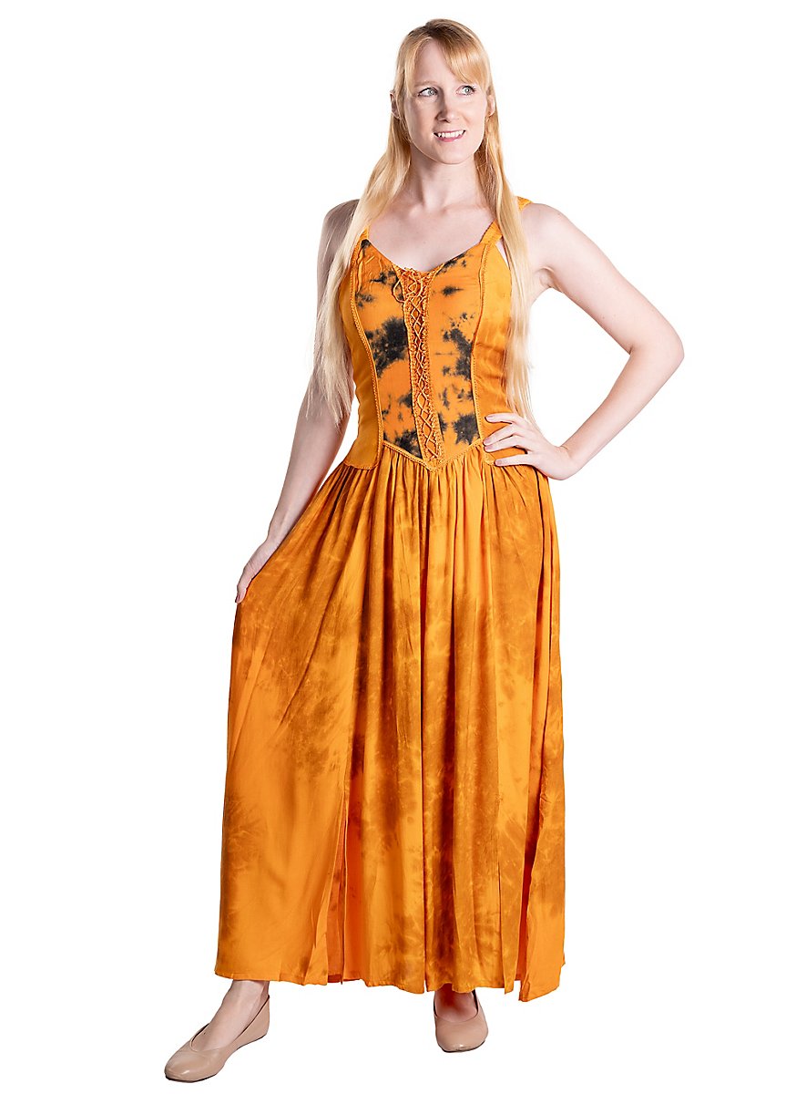 Long Medieval Summer Dress, orange - maskworld.com
