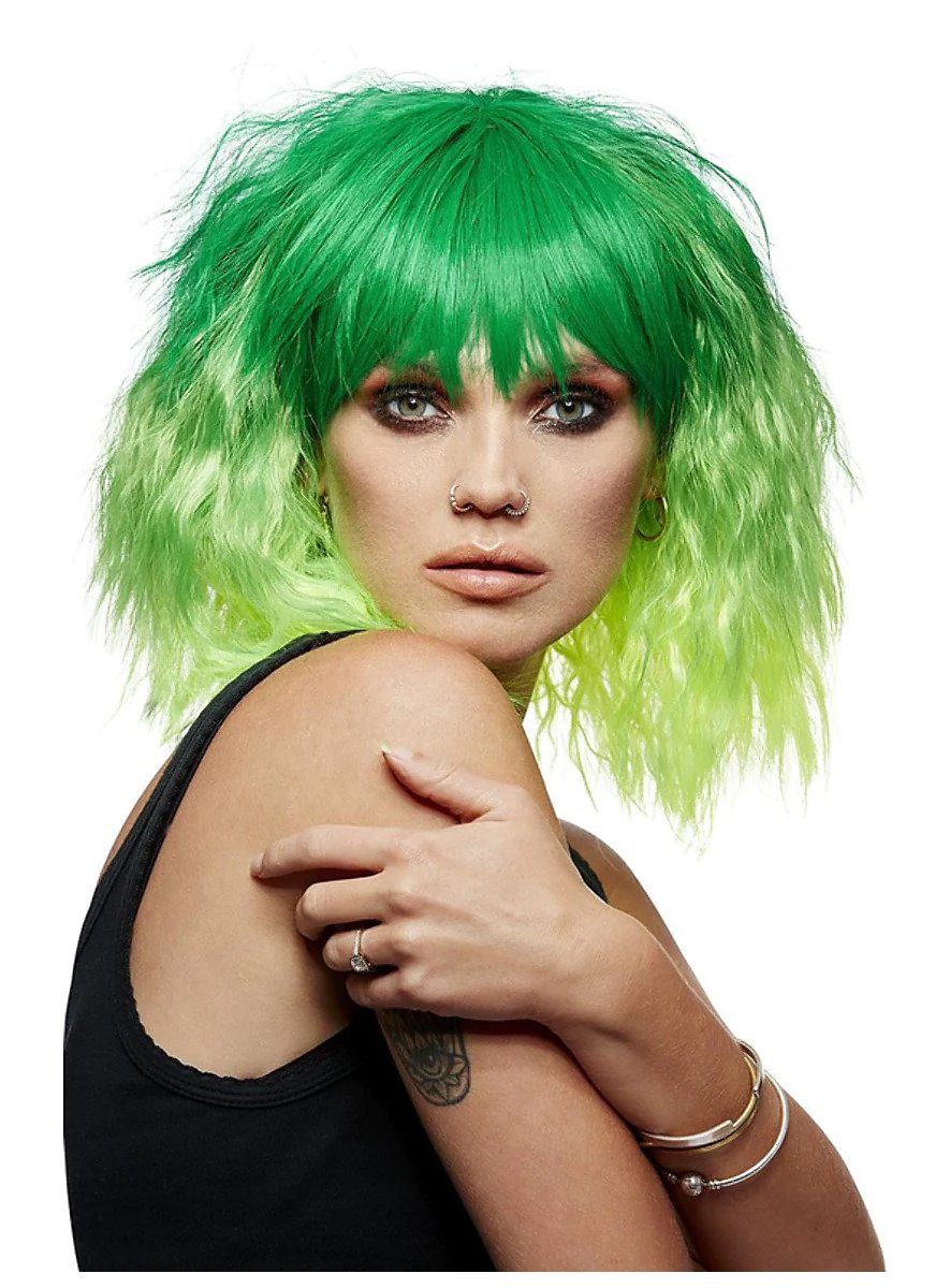 Manic Panic Perücke - grün, halblang, fransig - maskworld.com