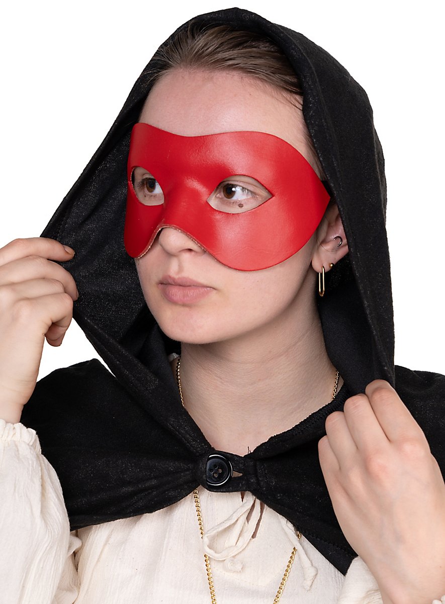 Máscara Colombina Lisa Roja Veneciana De Cuero - maskworld.com