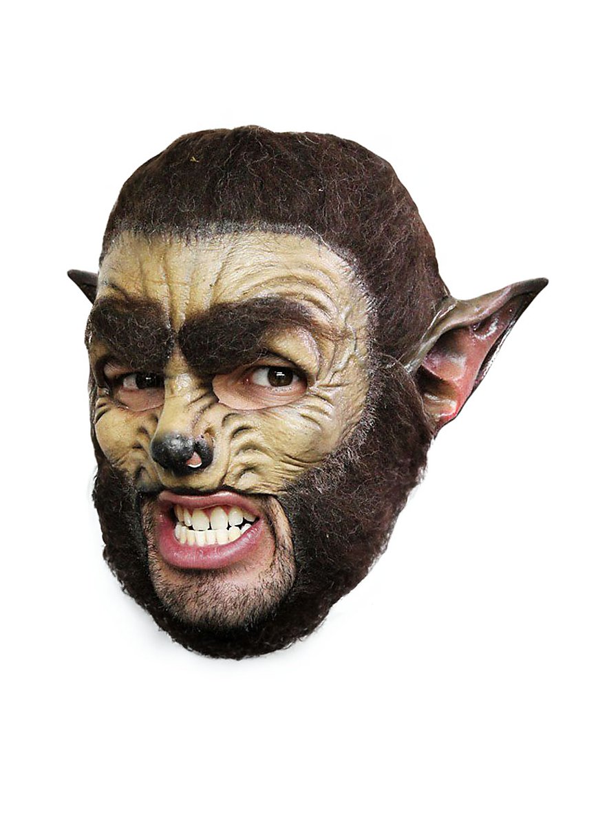 Maschera classica da lupo mannaro senza mento in lattice - maskworld.com