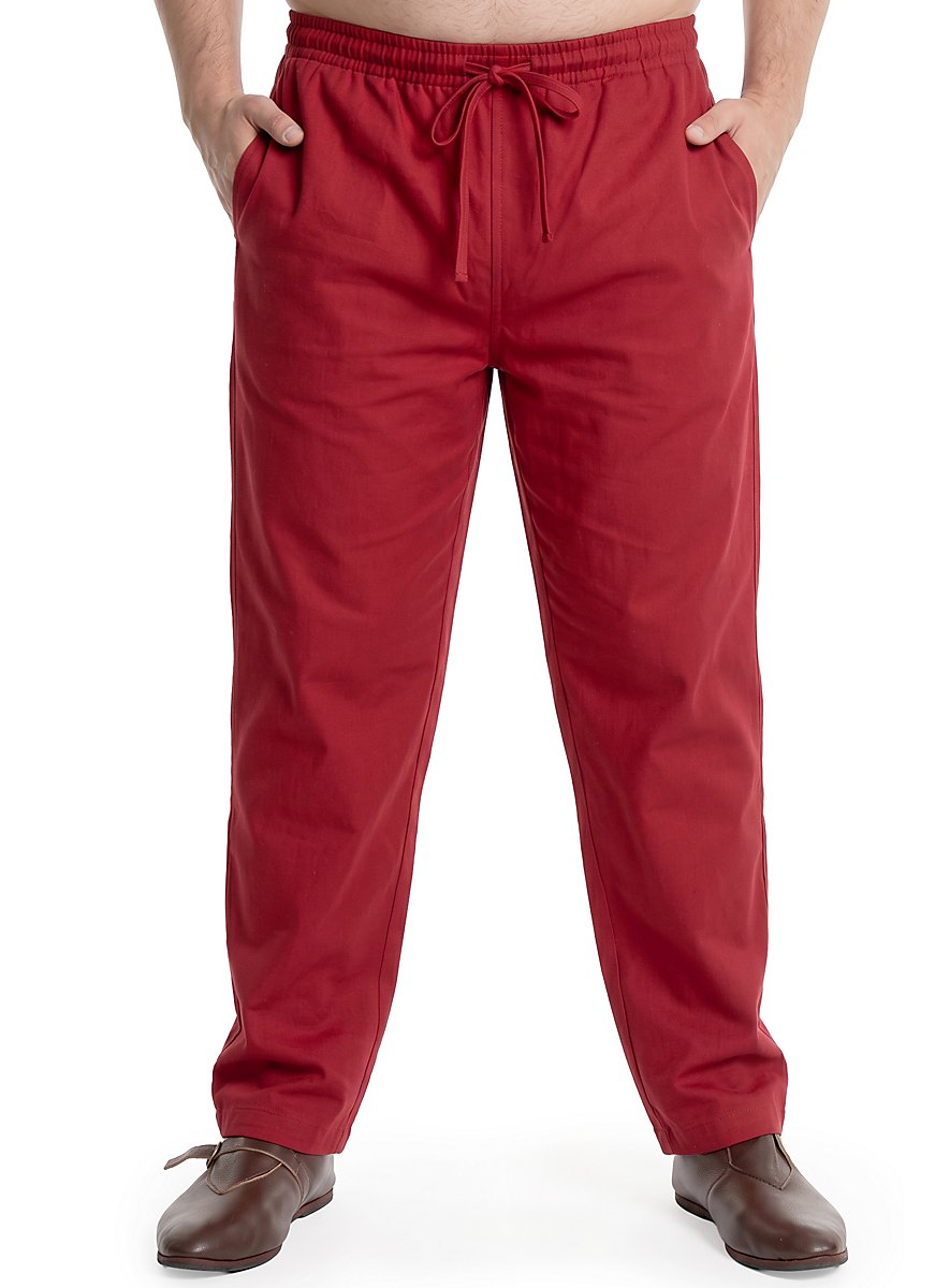 Medieval Fabric Pants, Landsknecht, Dark red - maskworld.com