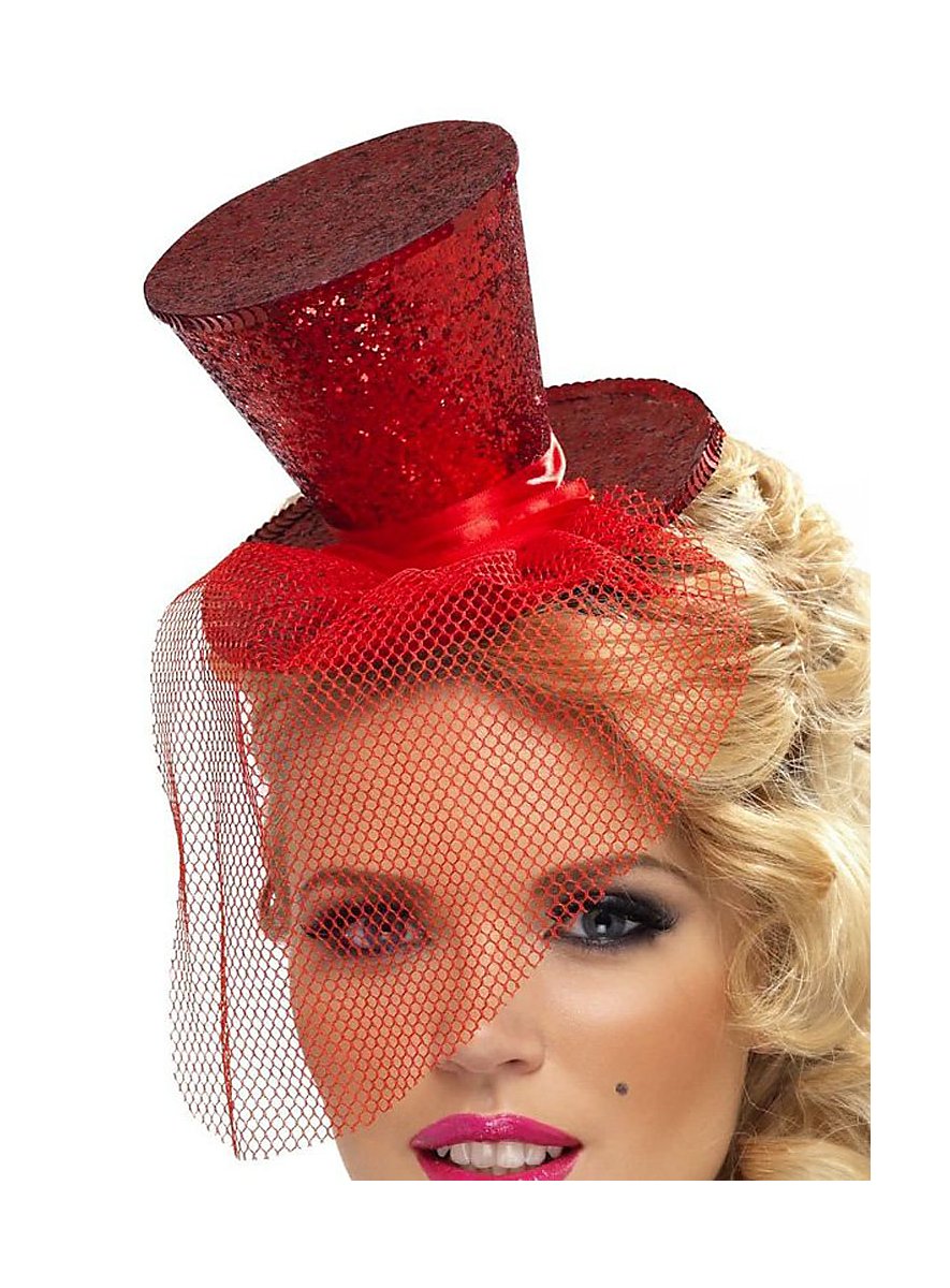 Mini top hat headband red - maskworld.com