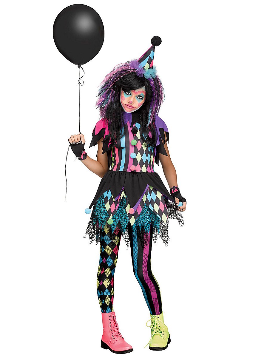Neon clown costume for girls - maskworld.com