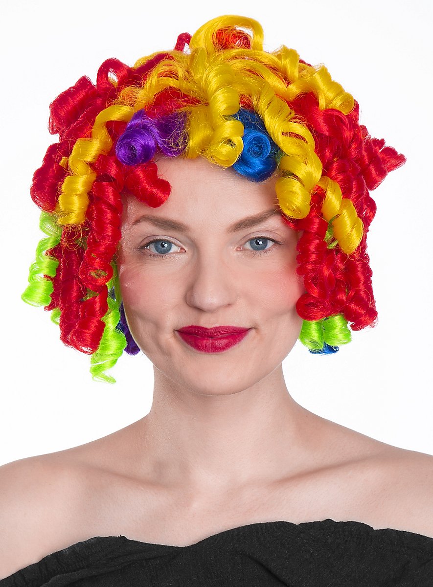 Parrucca da clown arcobaleno - maskworld.com