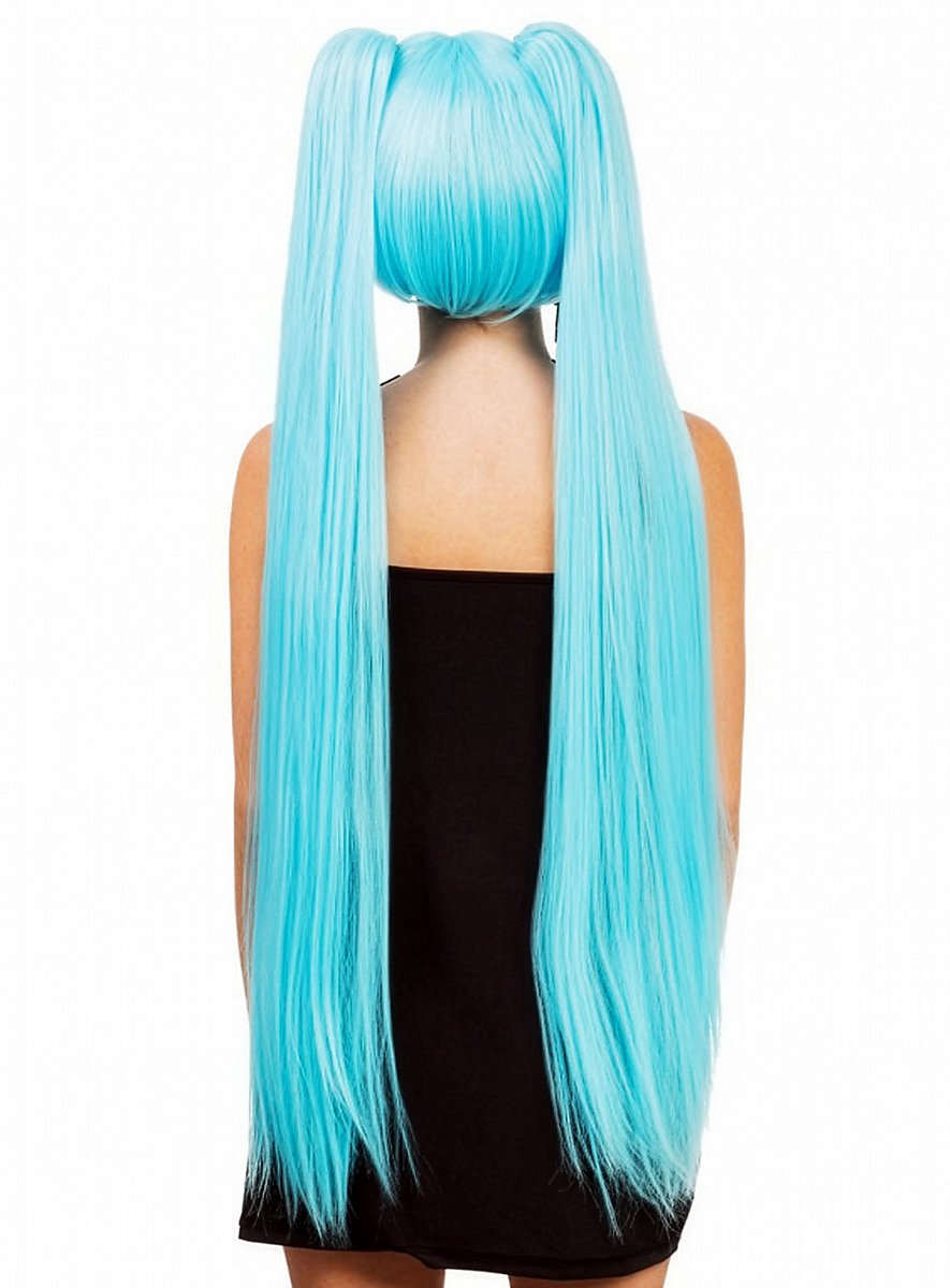 Parrucca lunga da cosplay azzurra - maskworld.com