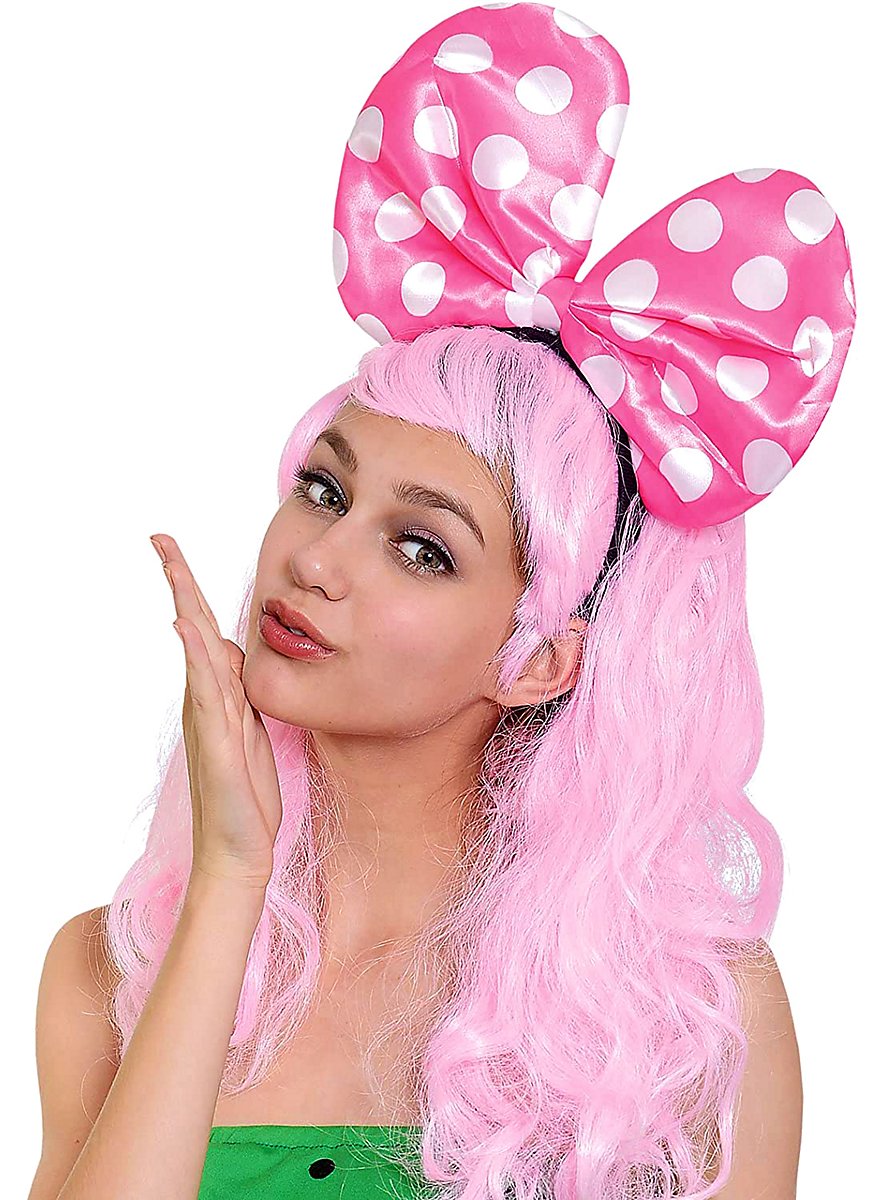 Parrucca rosa con fiocco enorme - maskworld.com
