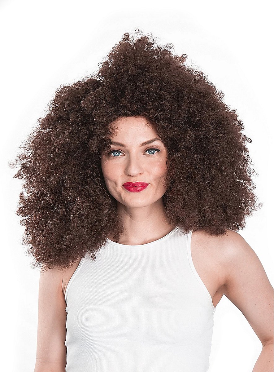 Parrucca splendore riccio marrone - maskworld.com