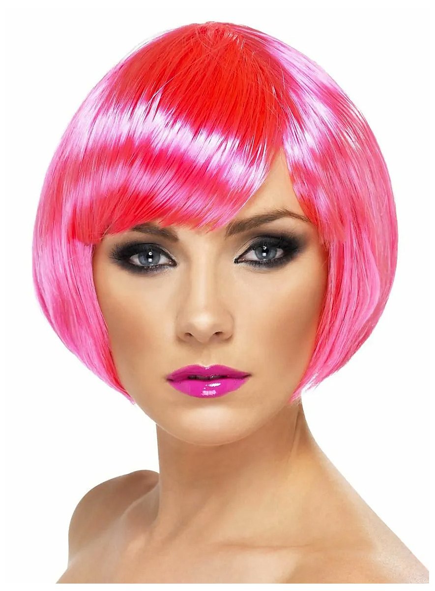 Perruque rose à cheveux bouclés - maskworld.com