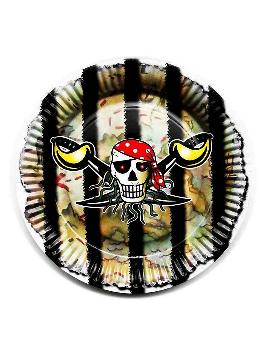 Pirate children's birthday party paper plates 8 pieces - maskworld.com