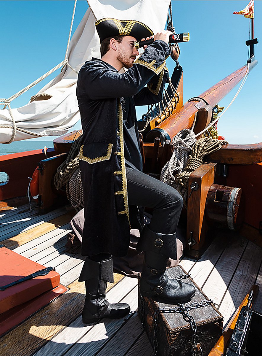 Pirate tricorn hat with gold trim - maskworld.com