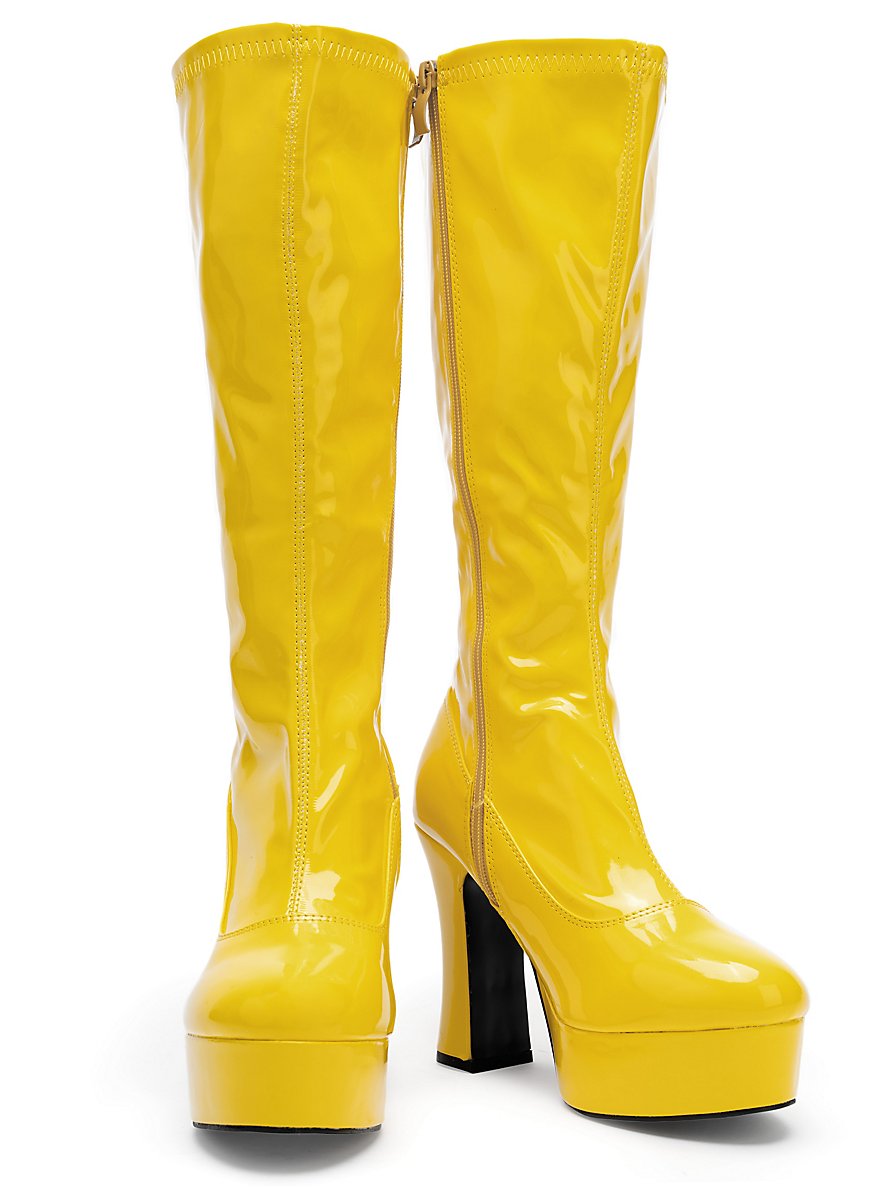 Platform boots with zipper yellow - maskworld.com