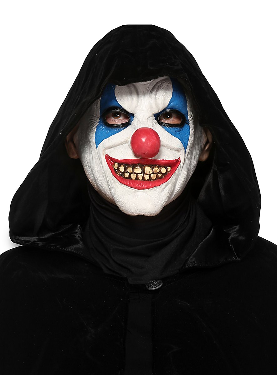 Psyko Klovn Maske Med Sort Kappe, Halloween Sæt - maskworld.com